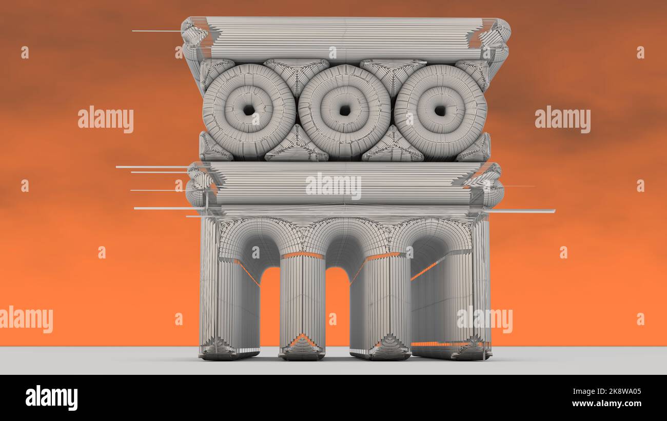Modern 3D Illustration of architectural structure based on Archaic and ...
