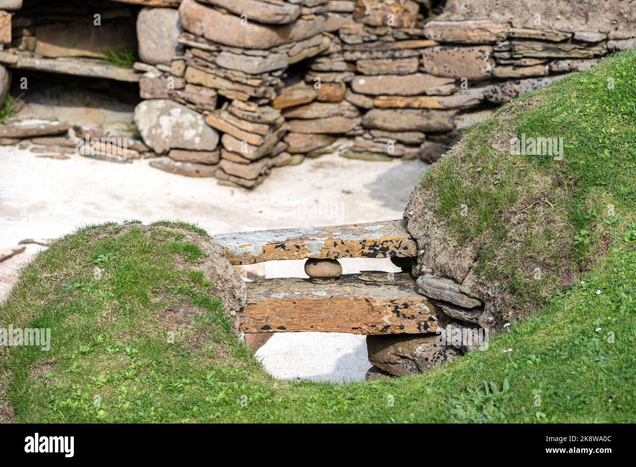 Skara Brae, stone-built Neolithic settlement, located on the Bay of ...