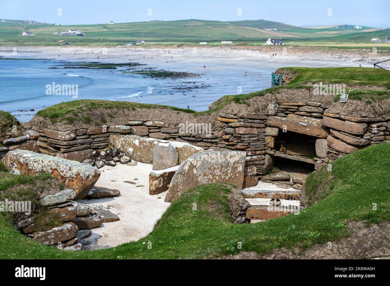 Skara Brae, stone-built Neolithic settlement, located on the Bay of ...