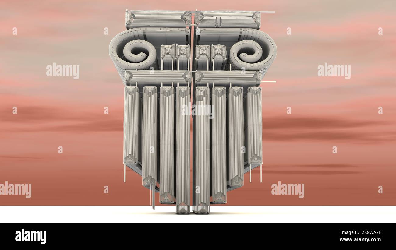 Modern 3D Illustration of architectural structure based on Archaic and ...