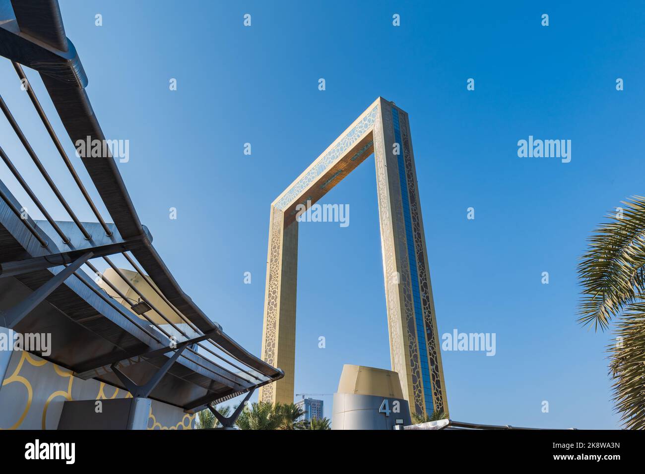 Dubai, UAE - October 2022: Dubai Frame, a new landmark of Dubai. It is ...