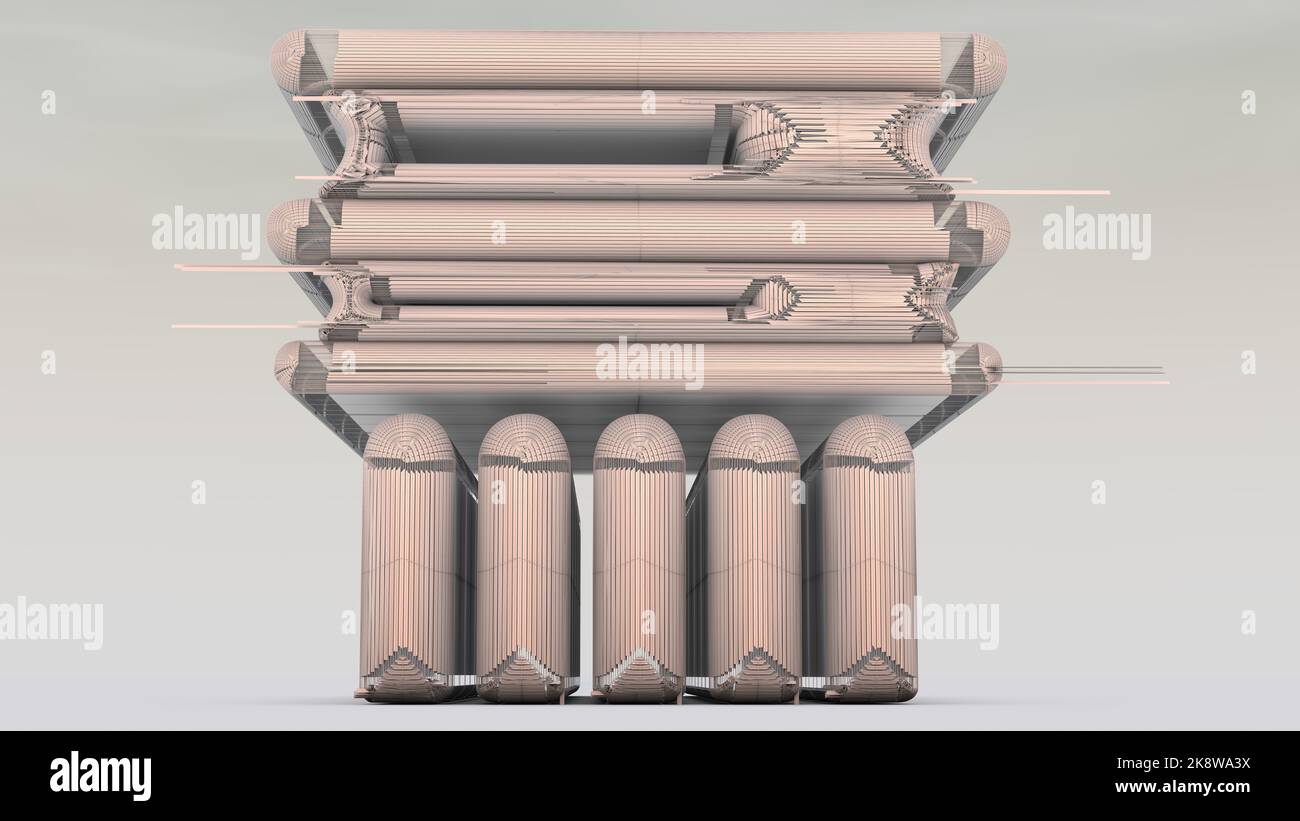 Modern 3D Illustration of architectural structure based on Archaic and ...