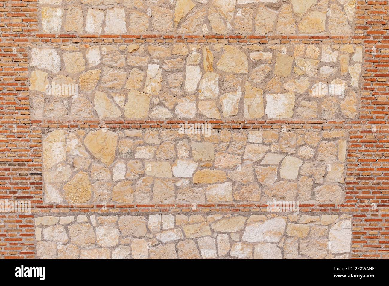 horizontal view of stone wall texture background separated by three ...