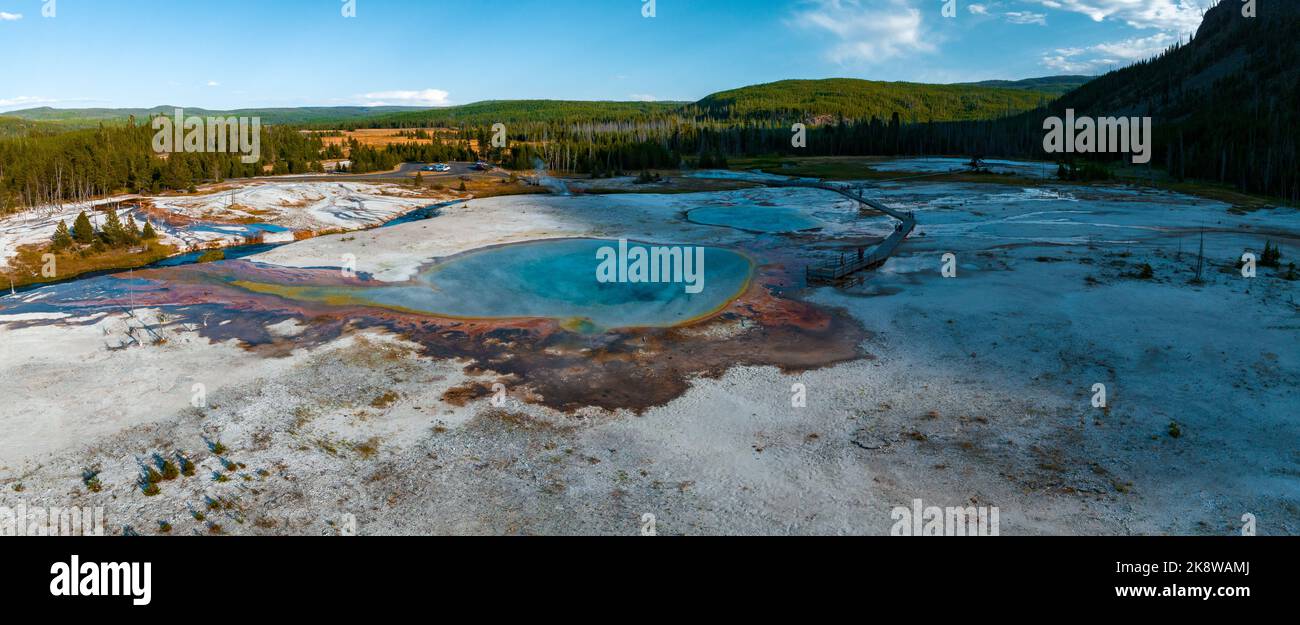 Upper Geyser Basin of Yellowstone National Park, Wyoming Stock Photo ...