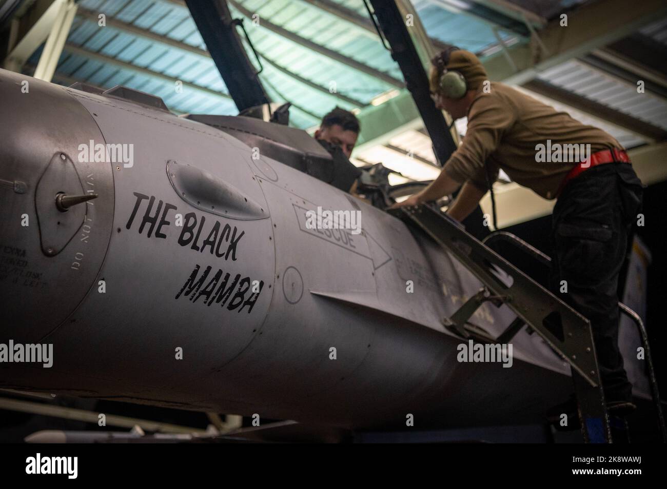 A U.S. Air Force pilot assigned to the 77th Fighter Squadron performs ...
