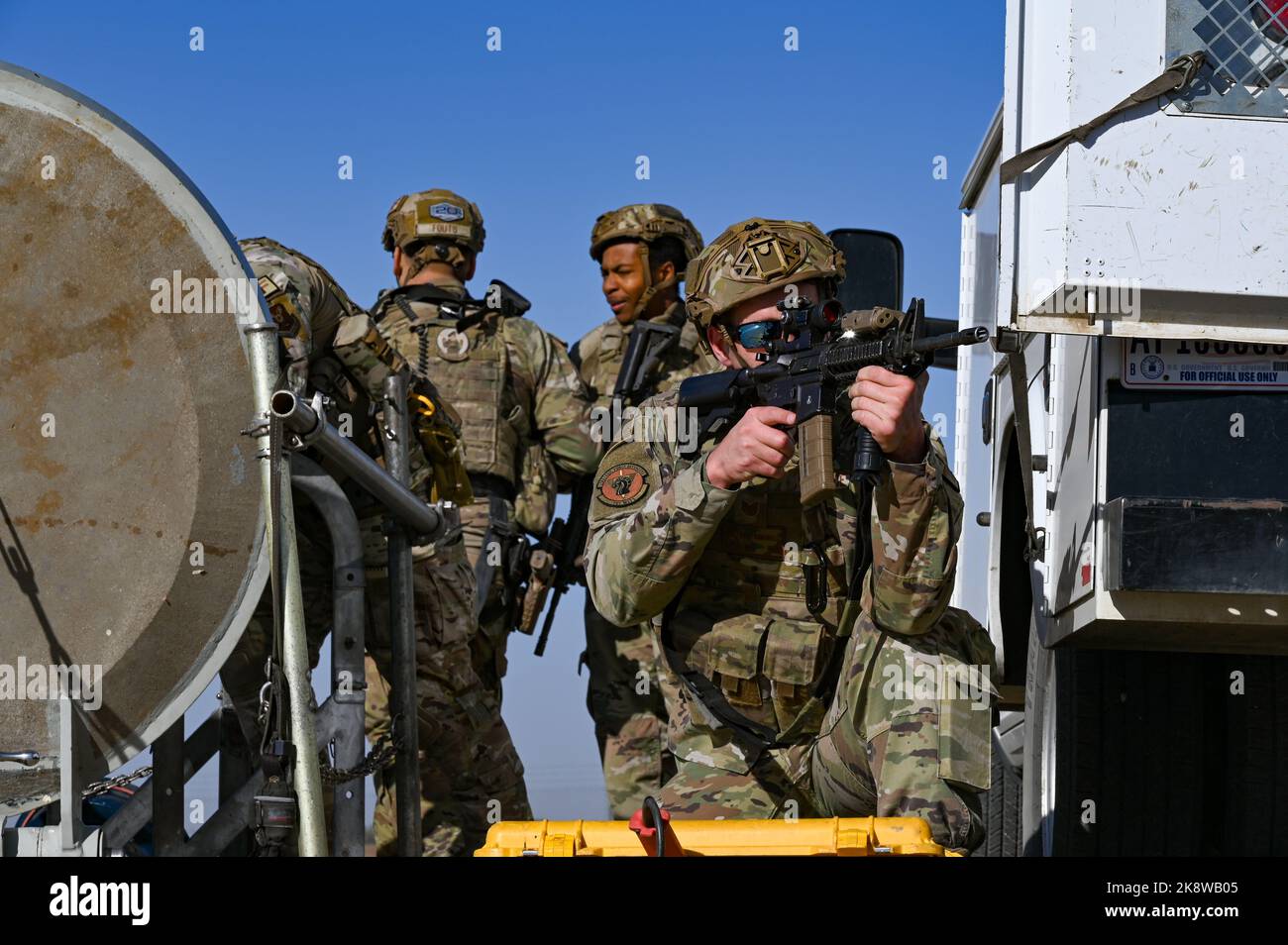 A team of 91st Security Forces Group Defenders search for threats during Bully Vigilance, an ...