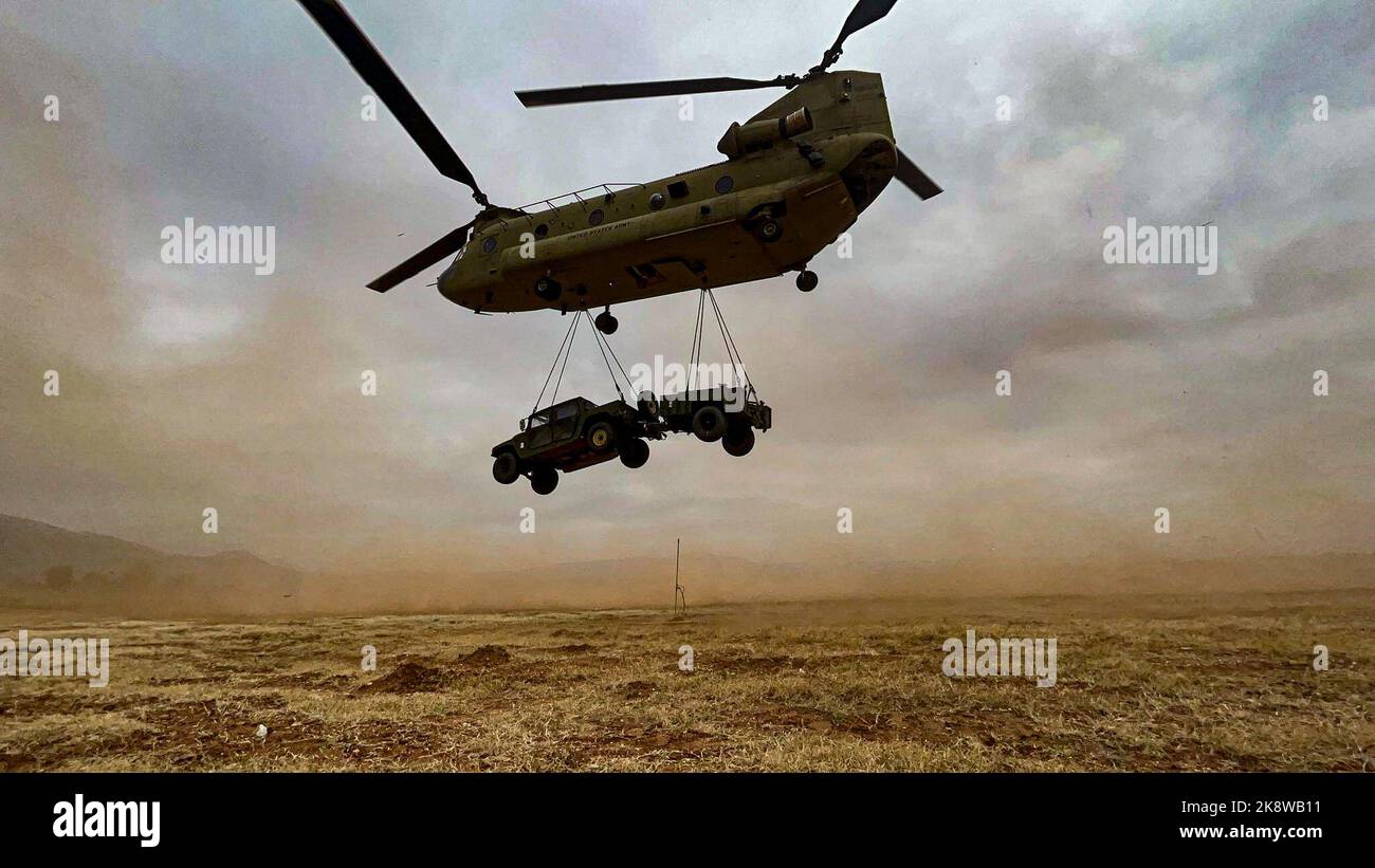 A CH-47 Chinook assigned to the 2-501st General Support Aviation Battalion, Combat Aviation ...