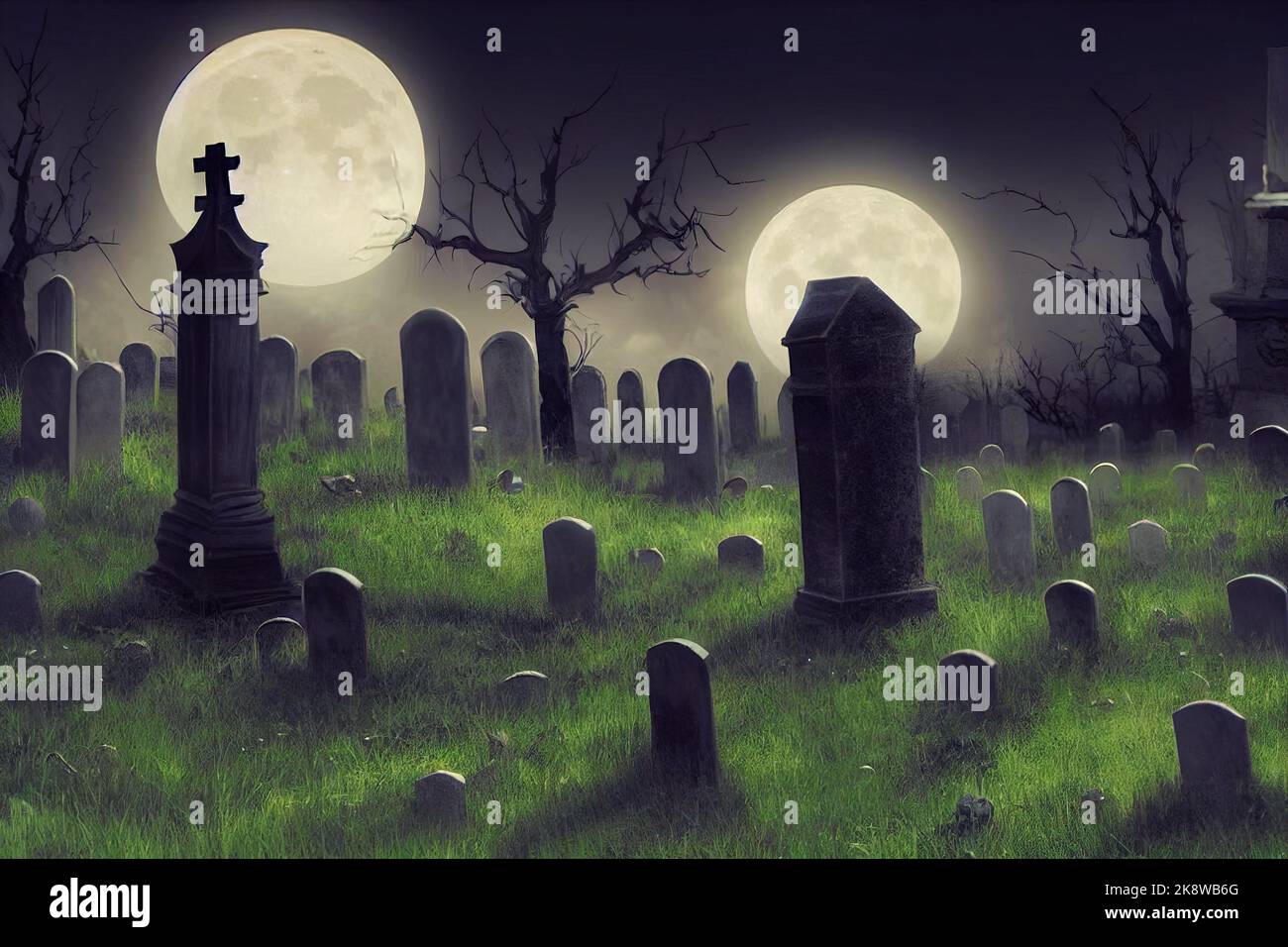 Dark Cemetery Graves