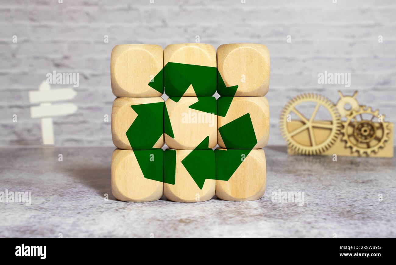 Recycled blue jeans with a clothing label. Circular economy principle ...