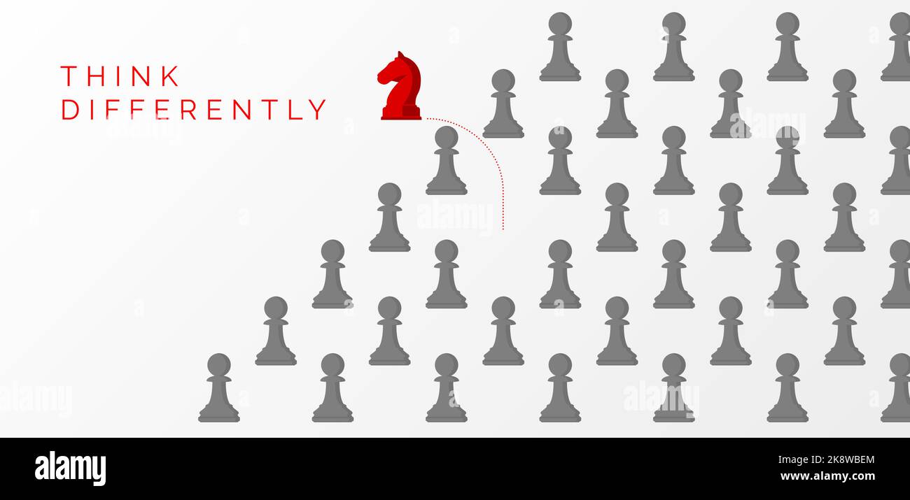 Think differently concept. Business metaphor with chess. Vector ...