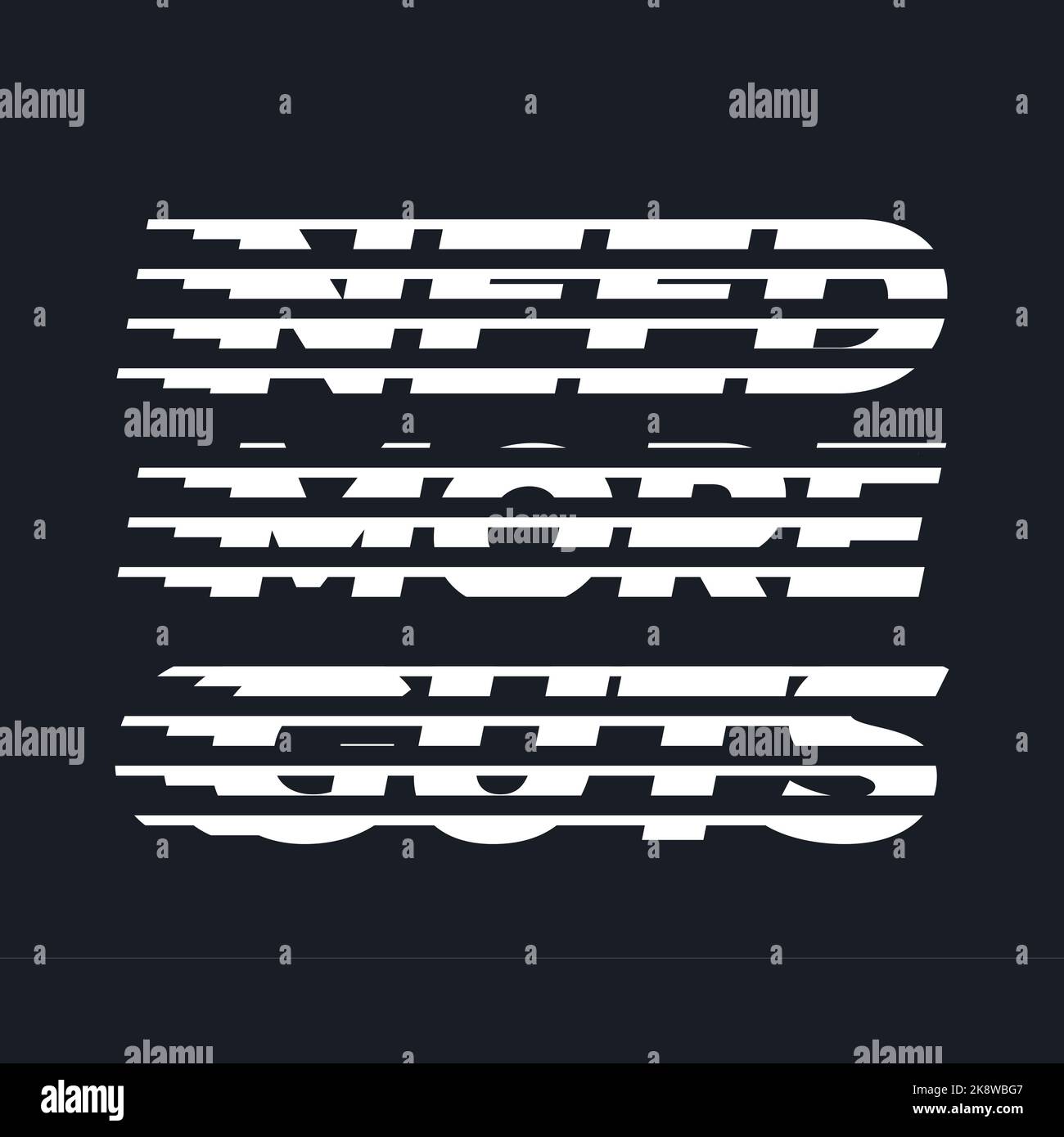 Need more guts, halftone line letter typography effect design artwork ...