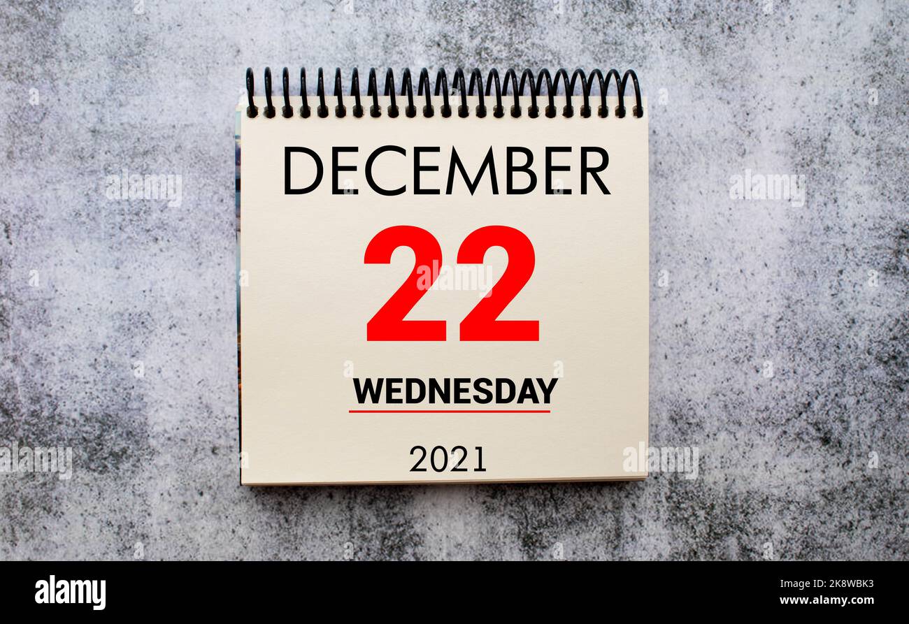 Save the Date written on a calendar - December 22 Stock Photo - Alamy