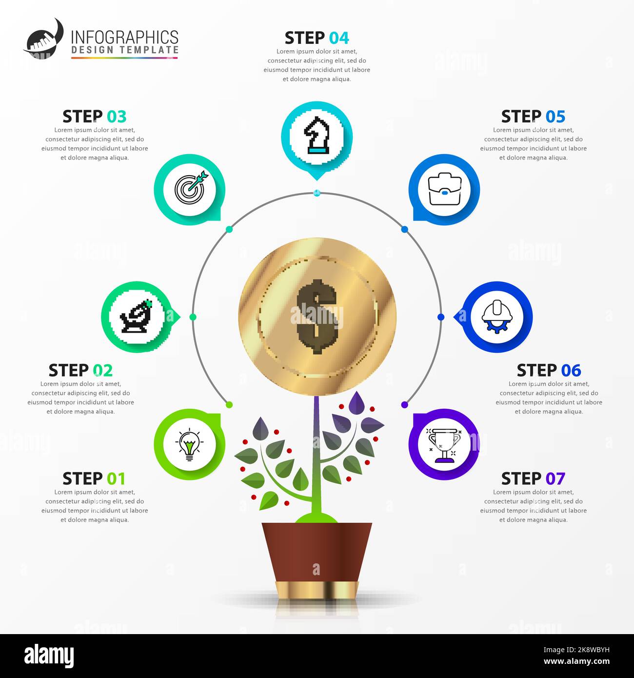 Infographic design template. Creative concept with 7 steps. Can be used ...