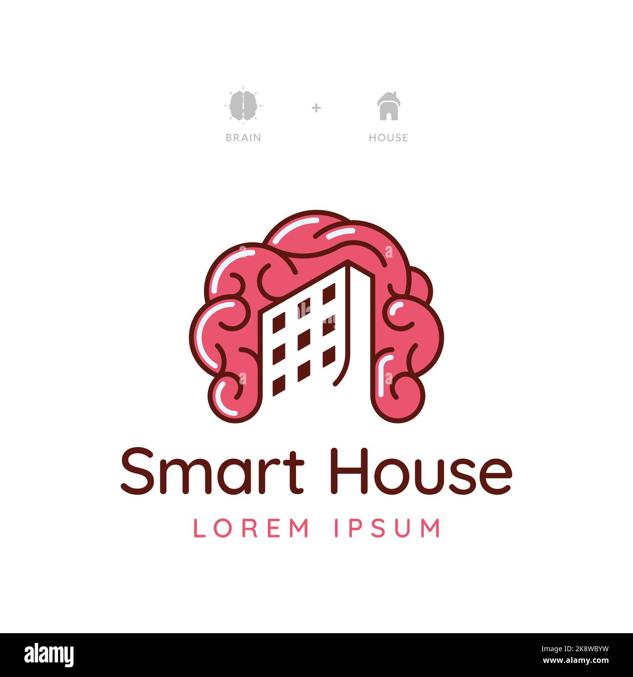 Smart House Symbol. Office inside brain concept. Vector illustration ...