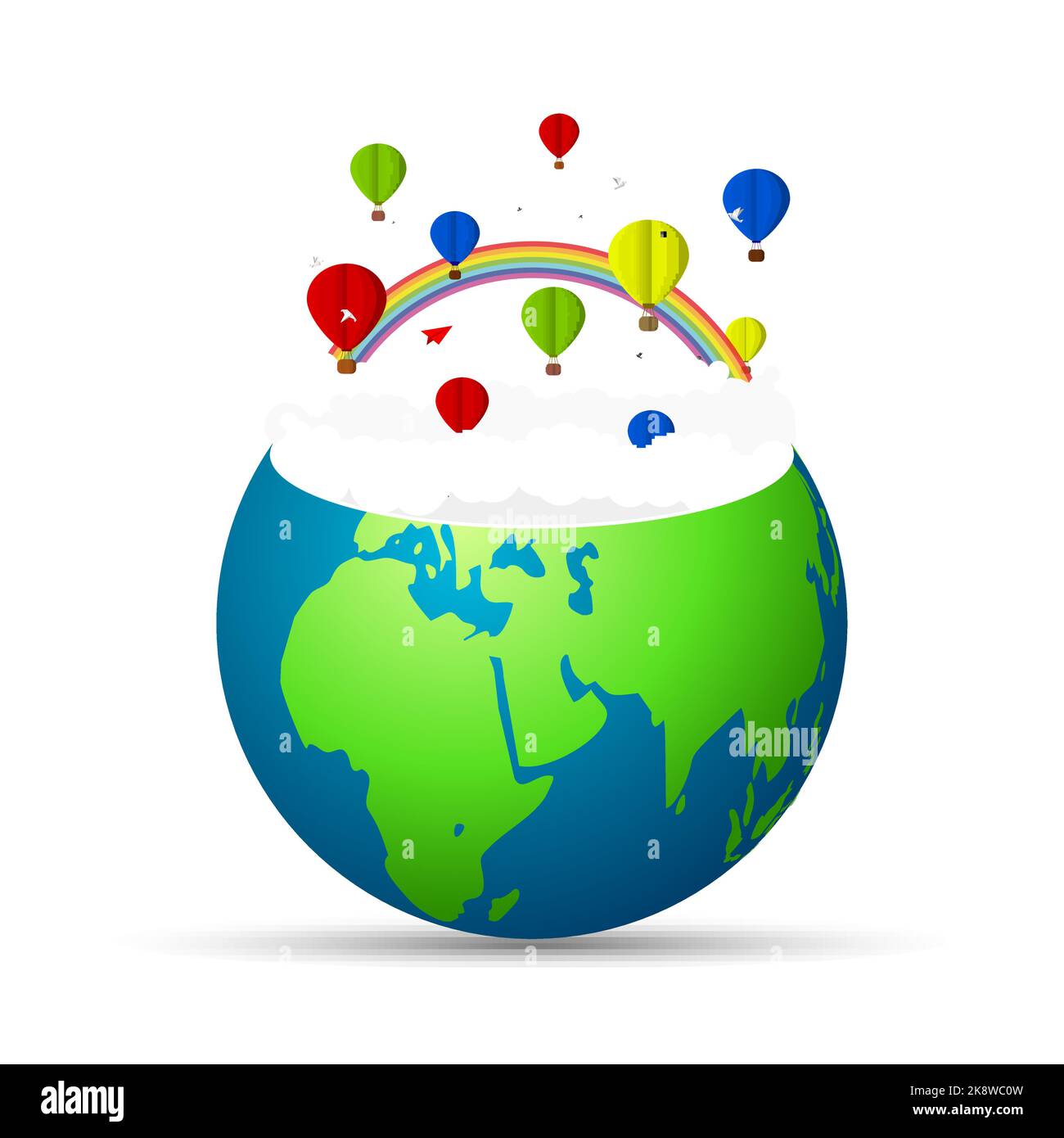Open planet earth. Hot air balloons. Vector illustration Stock Vector ...