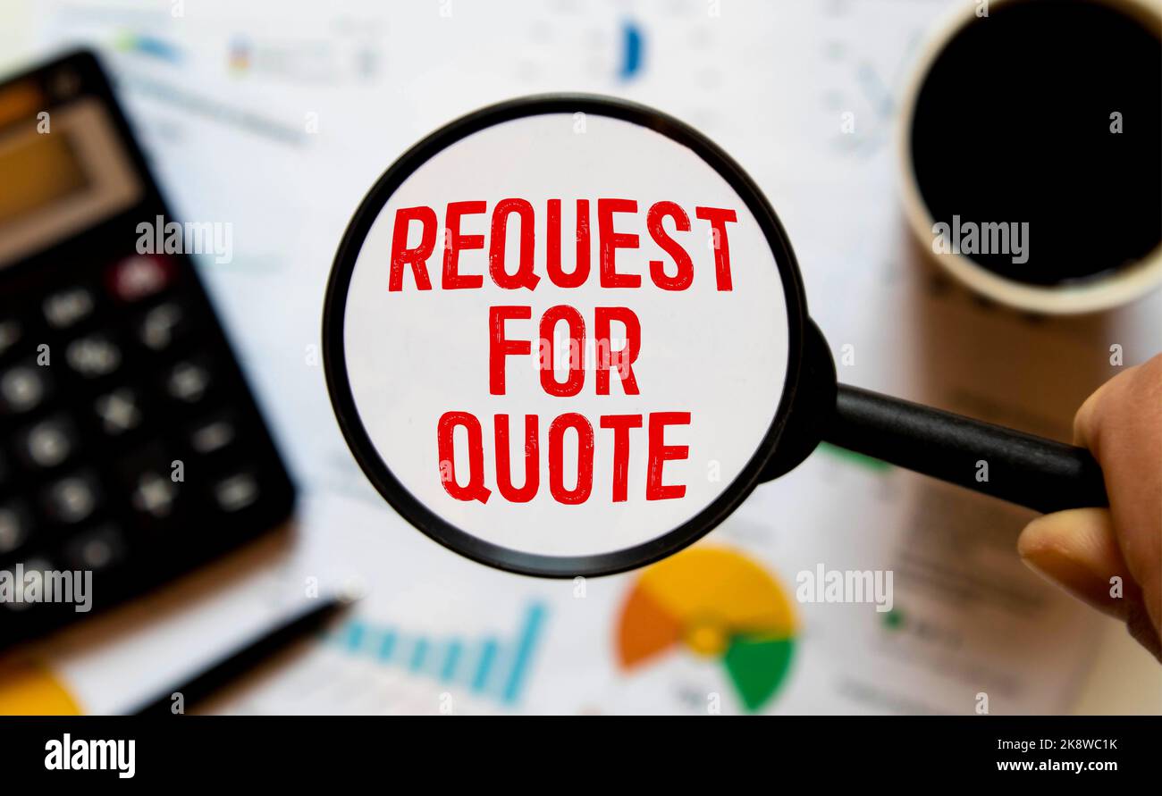 Man Showing Card With Request For Quote Text Stock Photo - Alamy