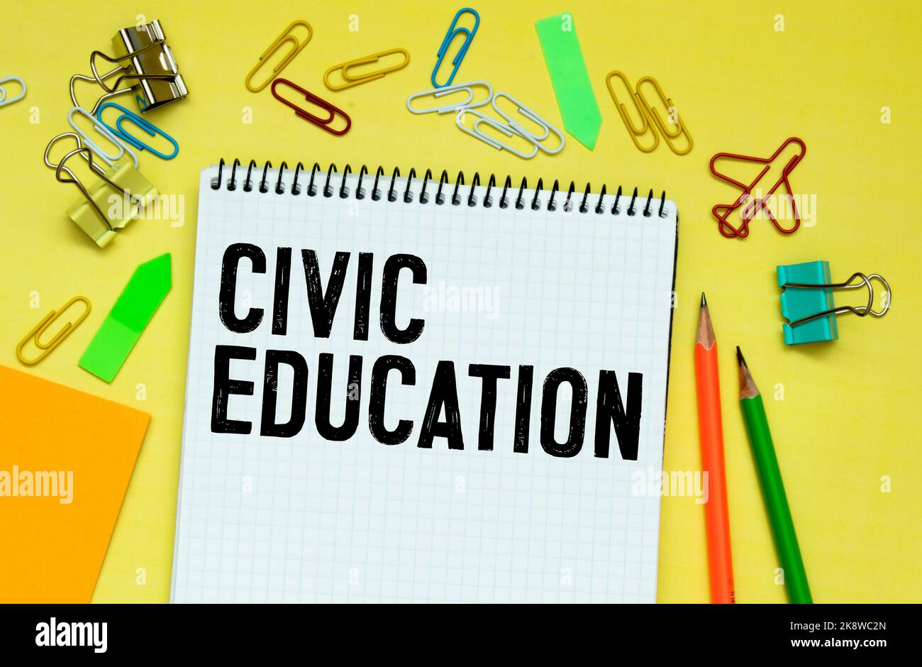 Paper plate,marker, diagram,chart and office tools. Text CIVIC ...