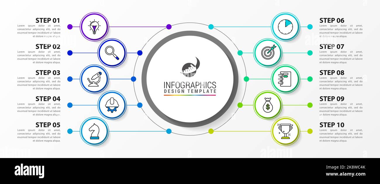 Infographic design template. Creative concept with 10 steps. Can be ...