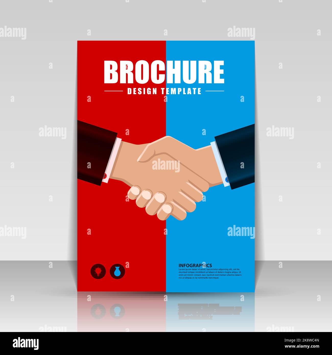 Business brochure template. Handshake. Two businessmen. Vector ...