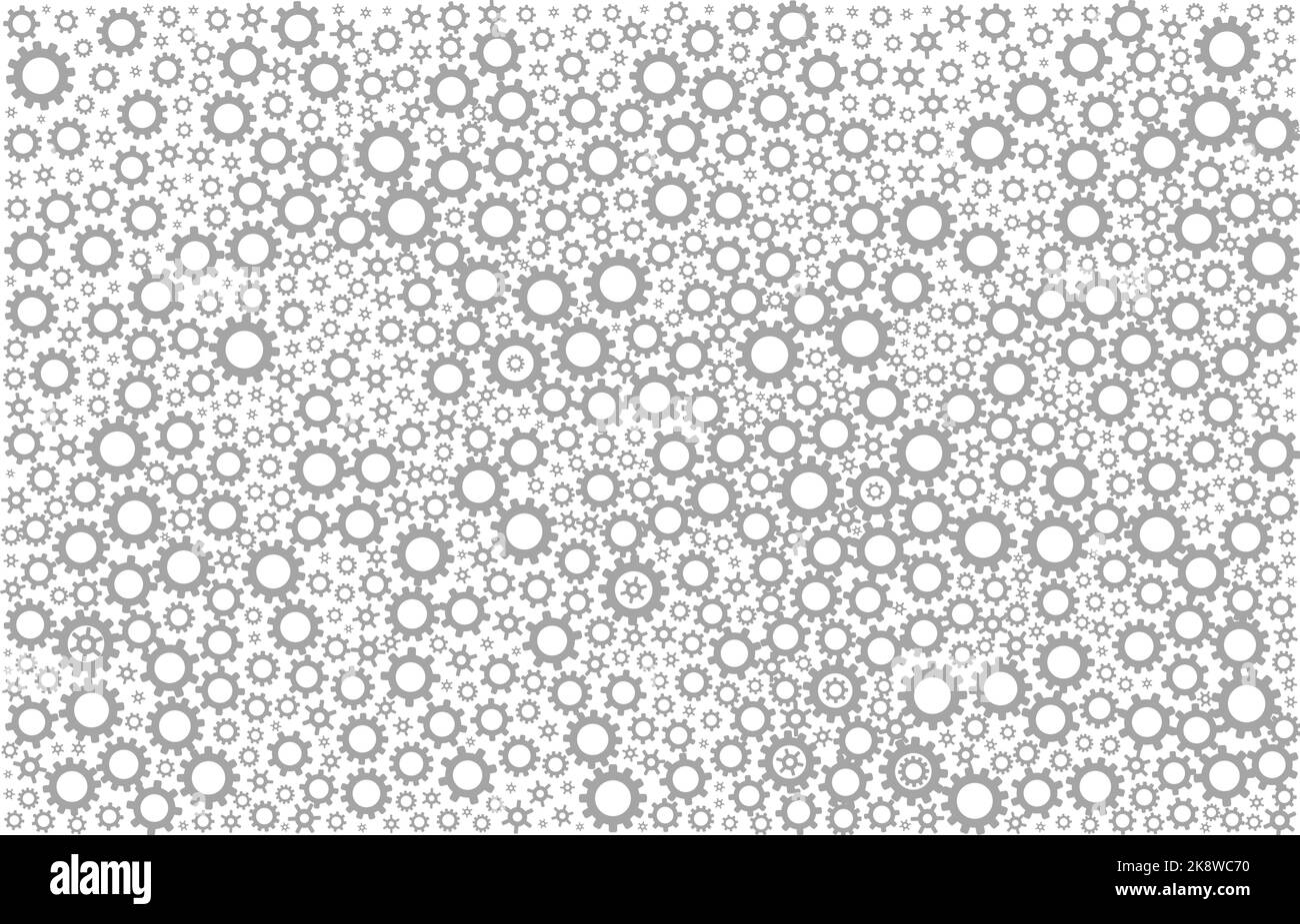 Mechanism concept. Grey gears on white background. Pattern. Vector ...