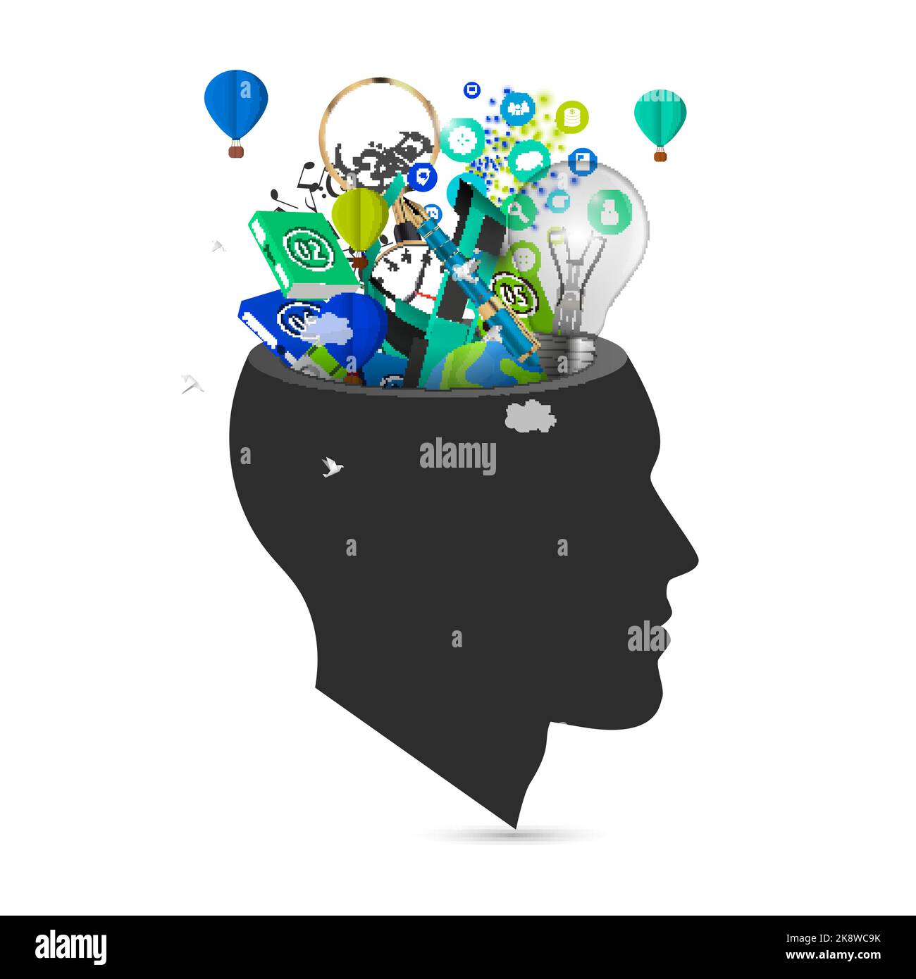 Human brain. Creative mind concept. Genius. Vector illustration Stock ... Human brain. Creative mind concept. Genius. Vector illustration Stock ...