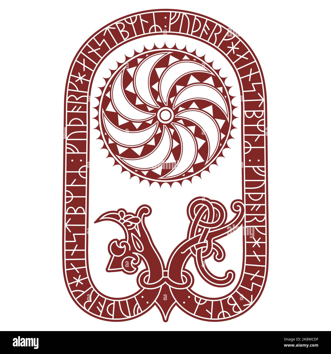 Viking Scandinavian design. Ancient decorative mythical animal in ...