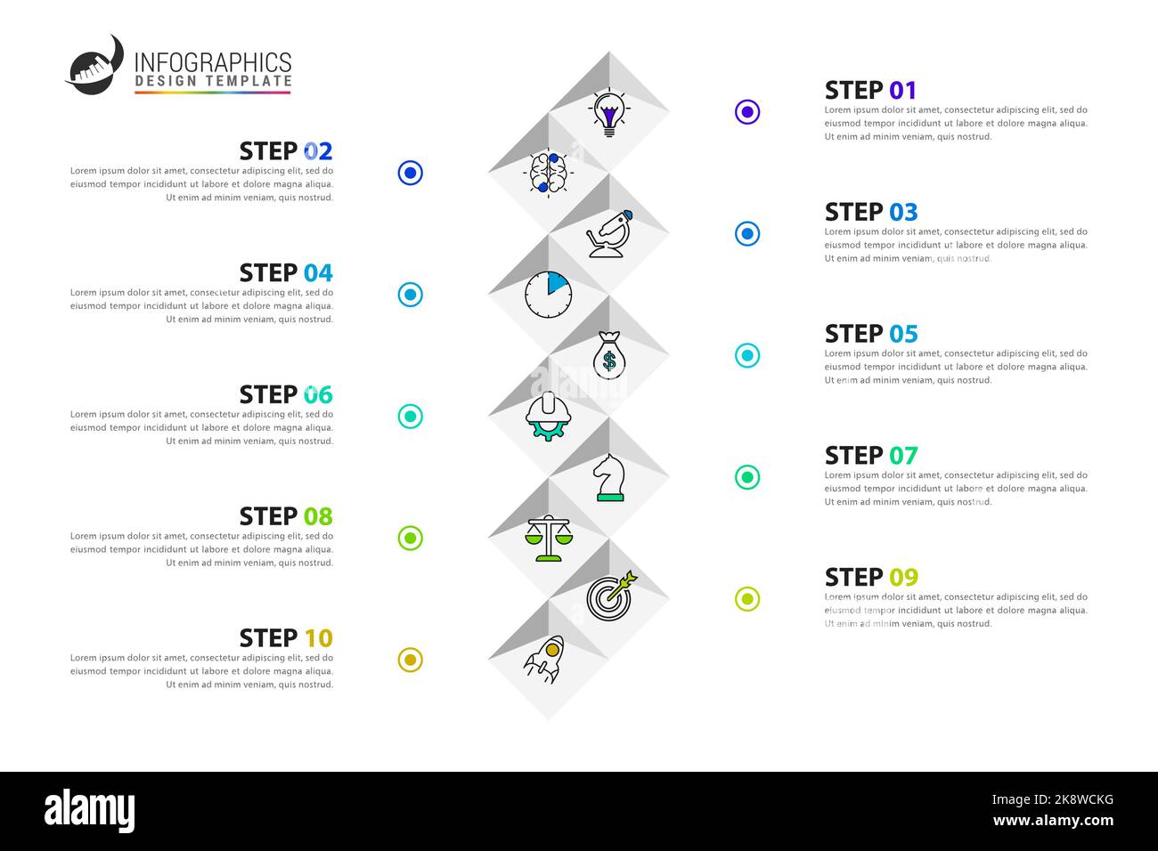 Infographic design template. Creative concept with 10 steps. Can be ...