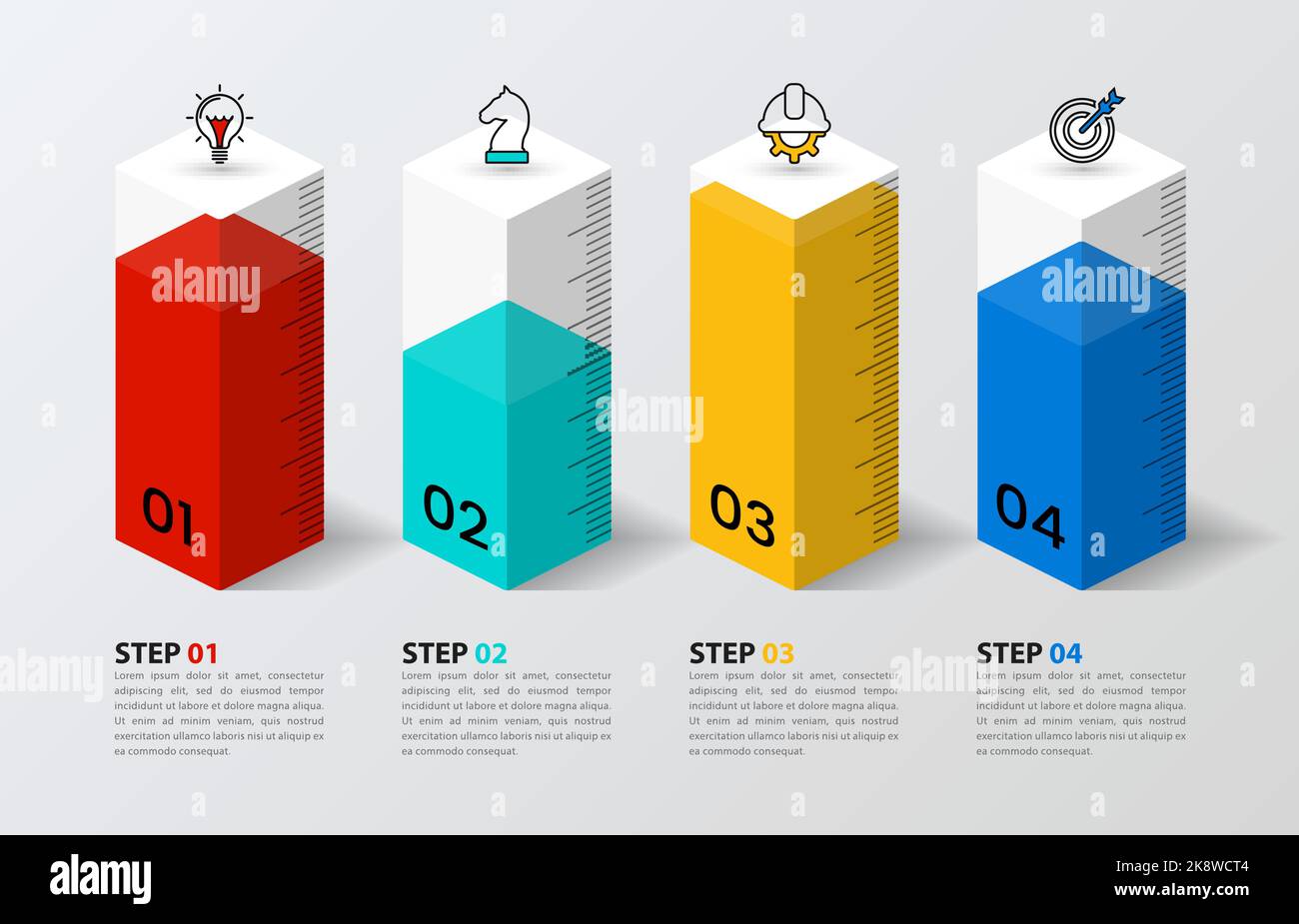 Infographic template with icons and 4 options or steps. Column. Can be used for workflow layout ...