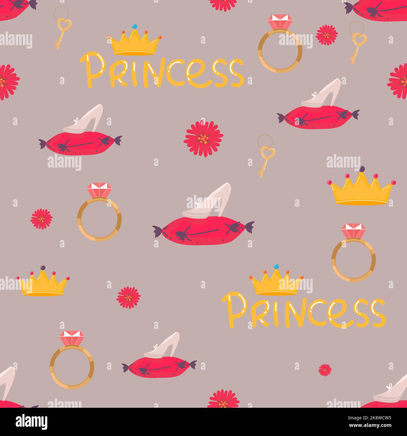 vector abstract seamless pattern. Simple Little Princess concept for ...