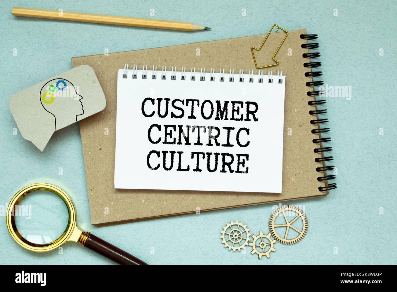 Customer centric culture, text words typography written on book against ...