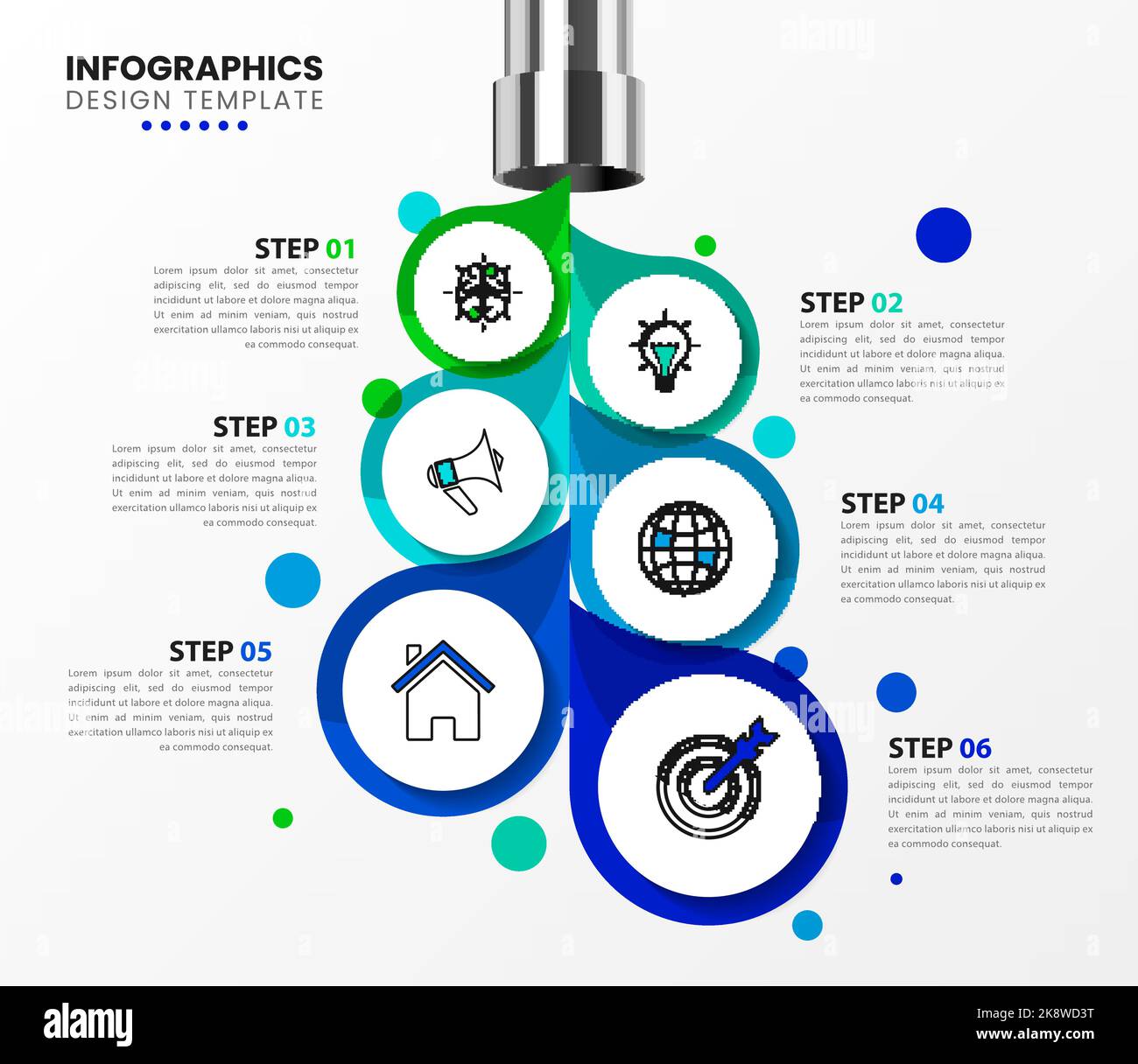 Infographic template with icons and 6 options or steps. Water. Can be ...