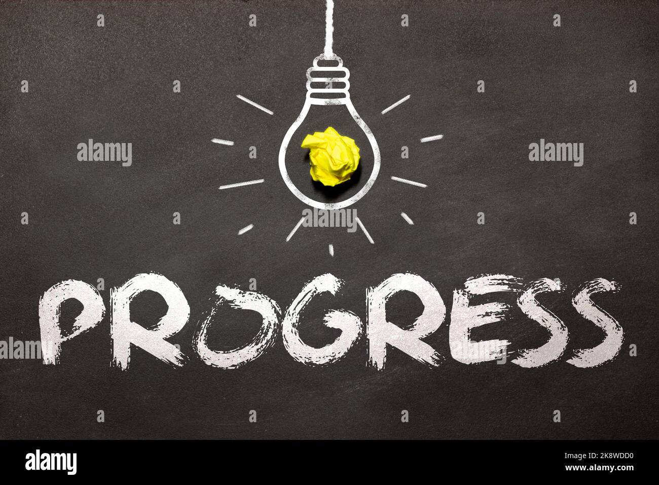 Neon sign on brick wall at night. Inscription progress Stock Photo - Alamy