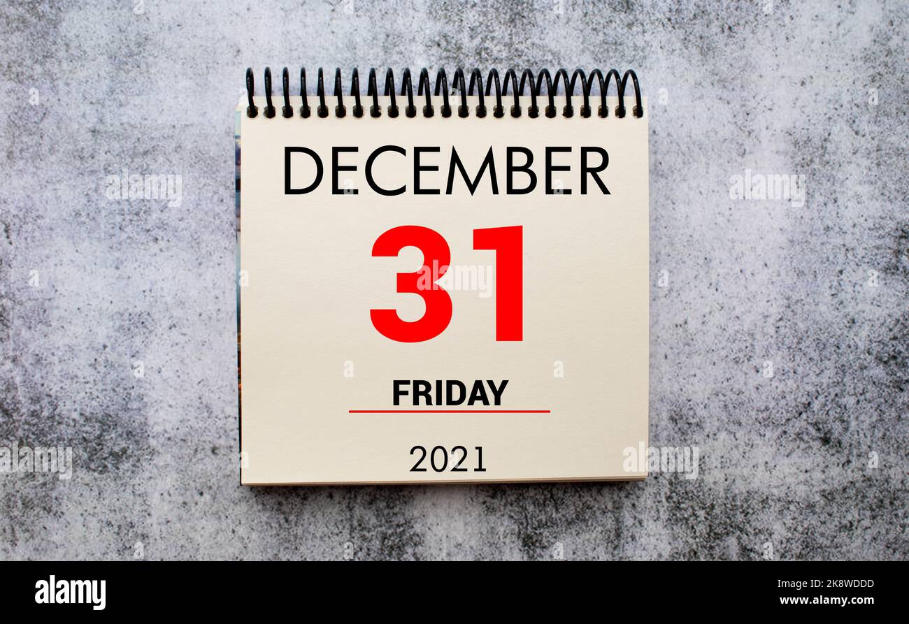 Closeup photo of mark on calendar at thirty-first inscription holidays ...