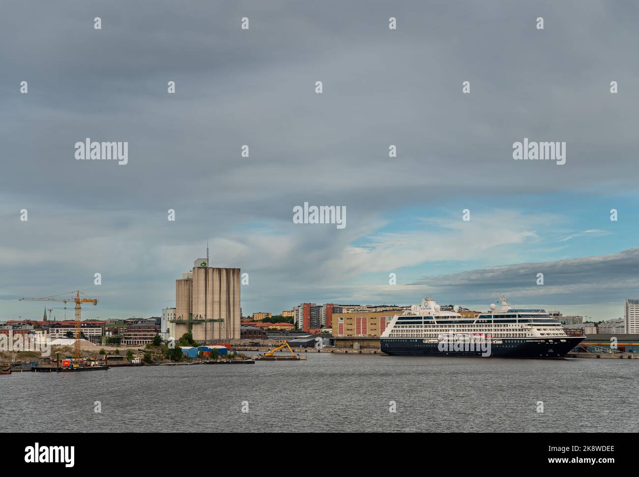 Sweden, Stockholm - July 16, 2022: Wide harbor view on Azamara Pursuit ...