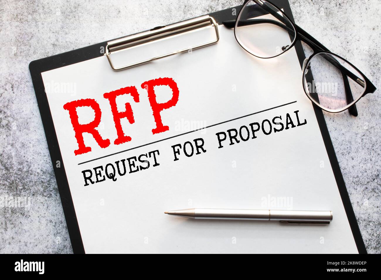 RFP- Request For Proposal written in notebook Stock Photo - Alamy