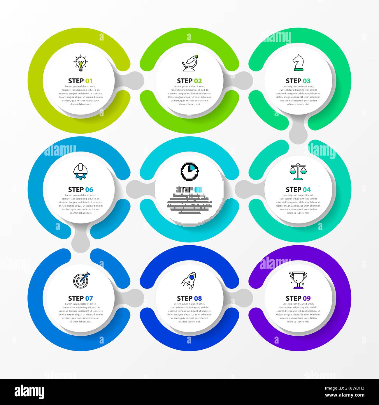 Infographic design template. Creative concept with 9 steps. Can be used ...