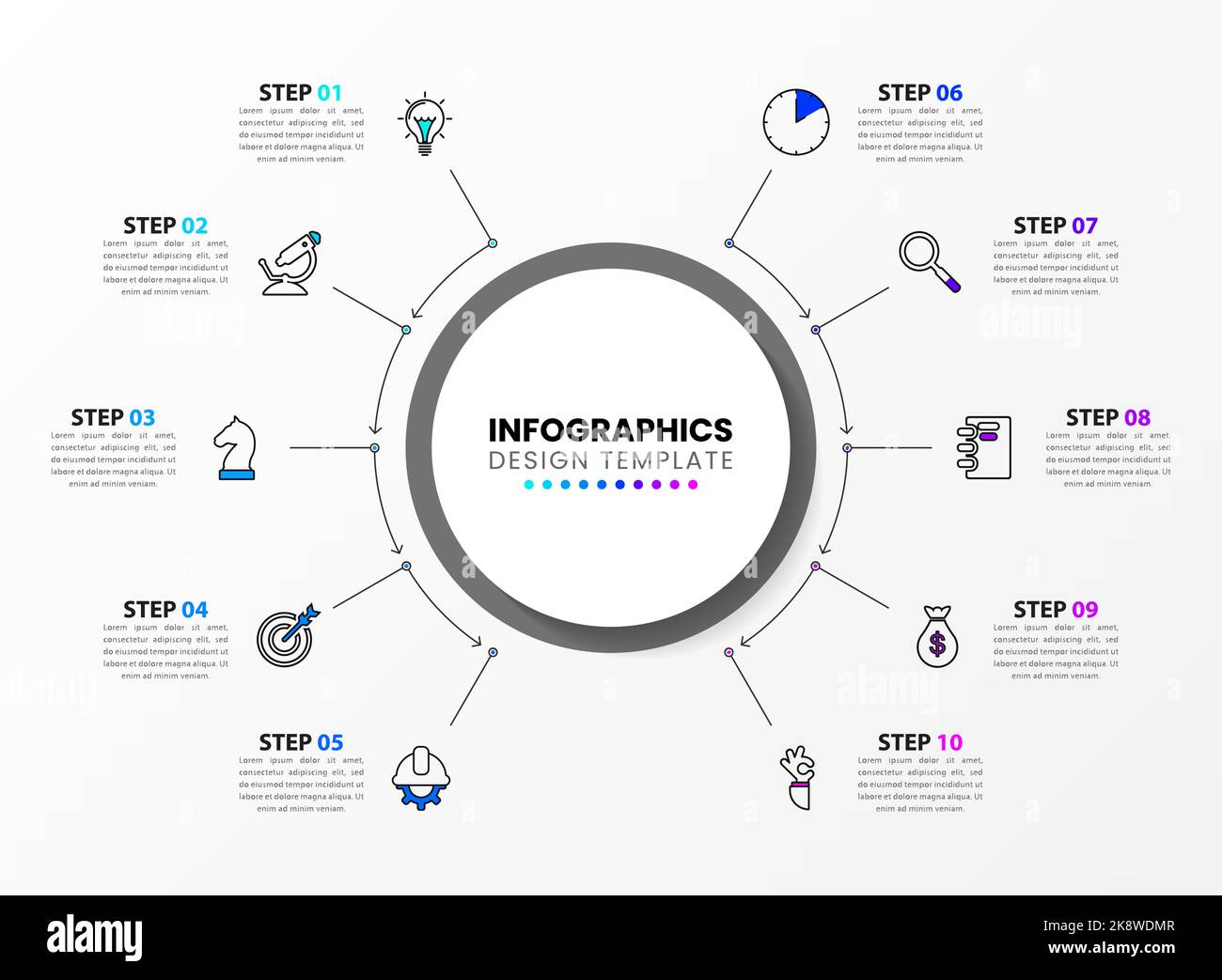 Infographic design template. Creative concept with 10 steps. Can be ...