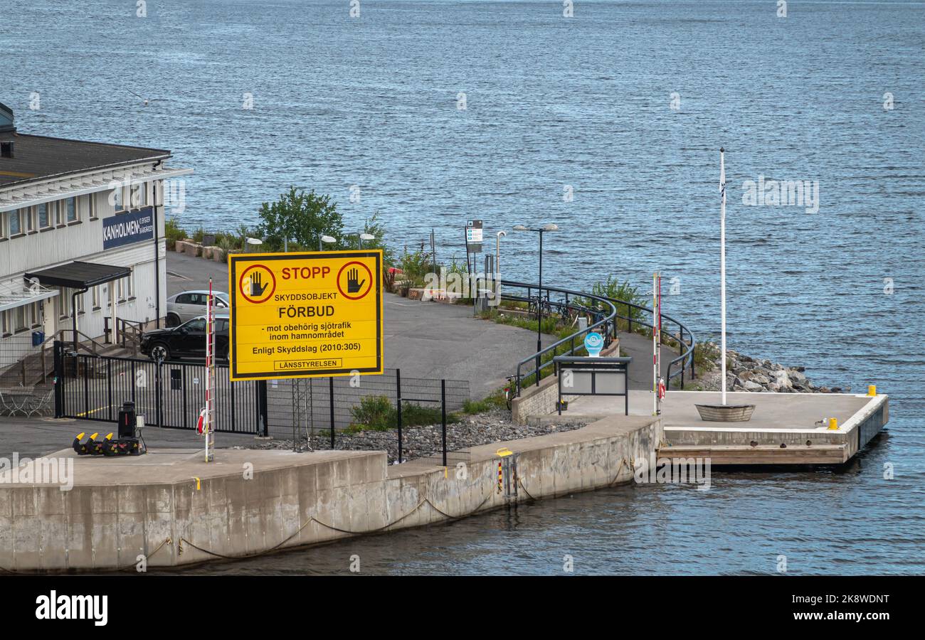 Sweden, Stockholm - July 16, 2022: Frihamnen Port. Maritime stop sign ...