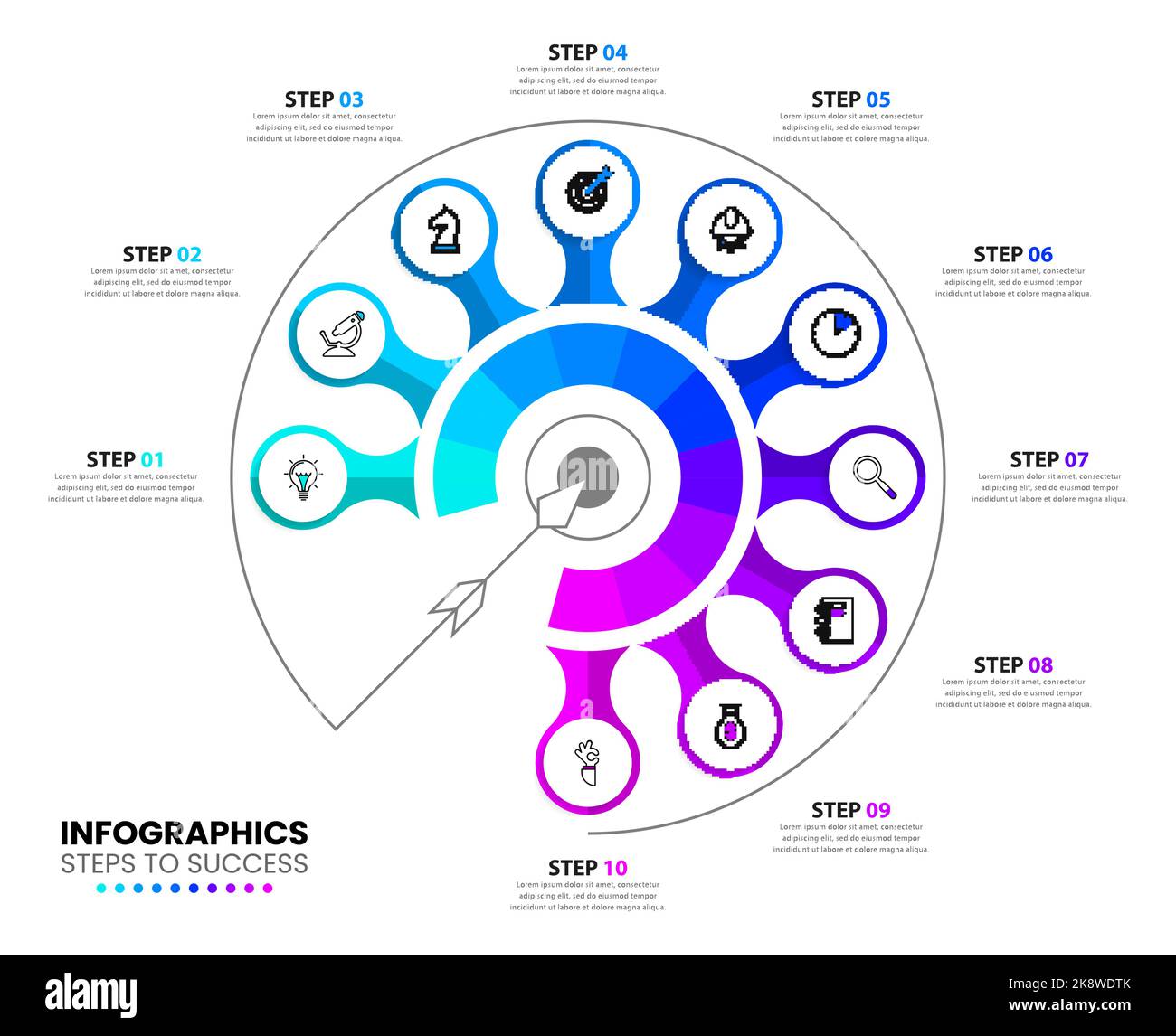 Infographic design template. Creative concept with 10 steps. Can be ...