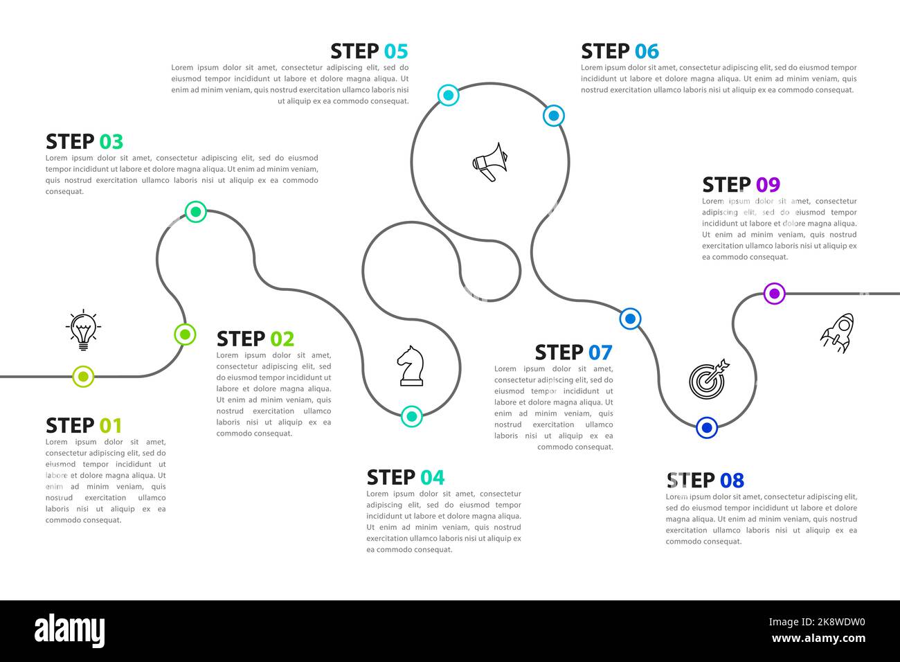 Infographic design template. Creative concept with 9 steps. Can be used ...