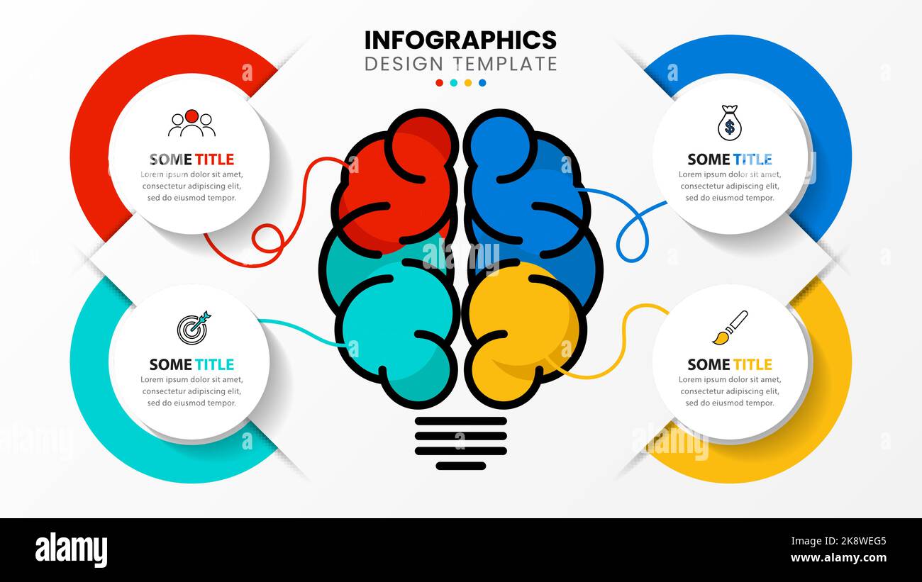 Infographic template with icons and 4 options or steps. Brain. Can be ...