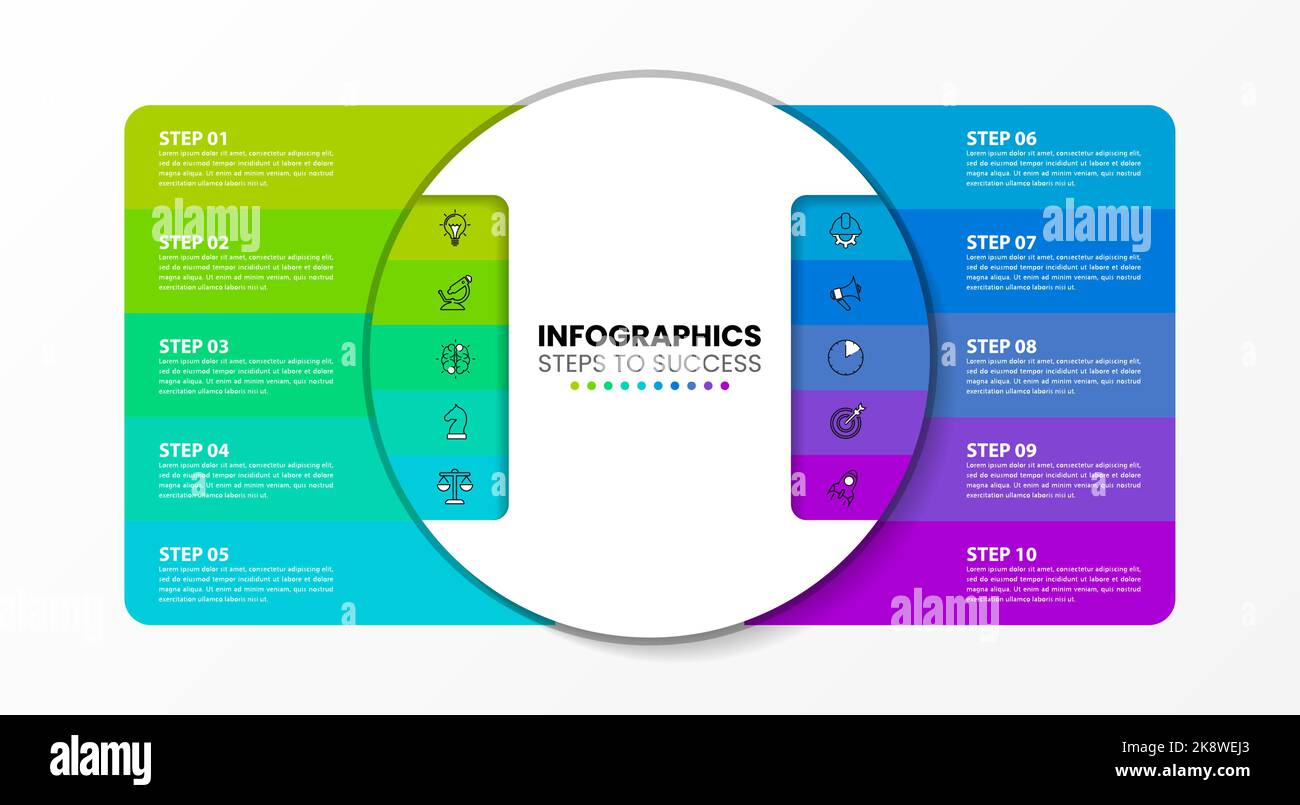 Infographic design template. Creative concept with 10 steps. Can be ...