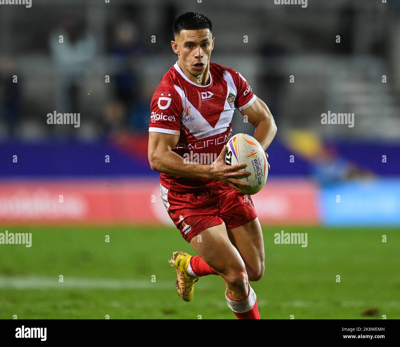 Soni Luke of Tonga in action during the Rugby League World Cup 2021 ...