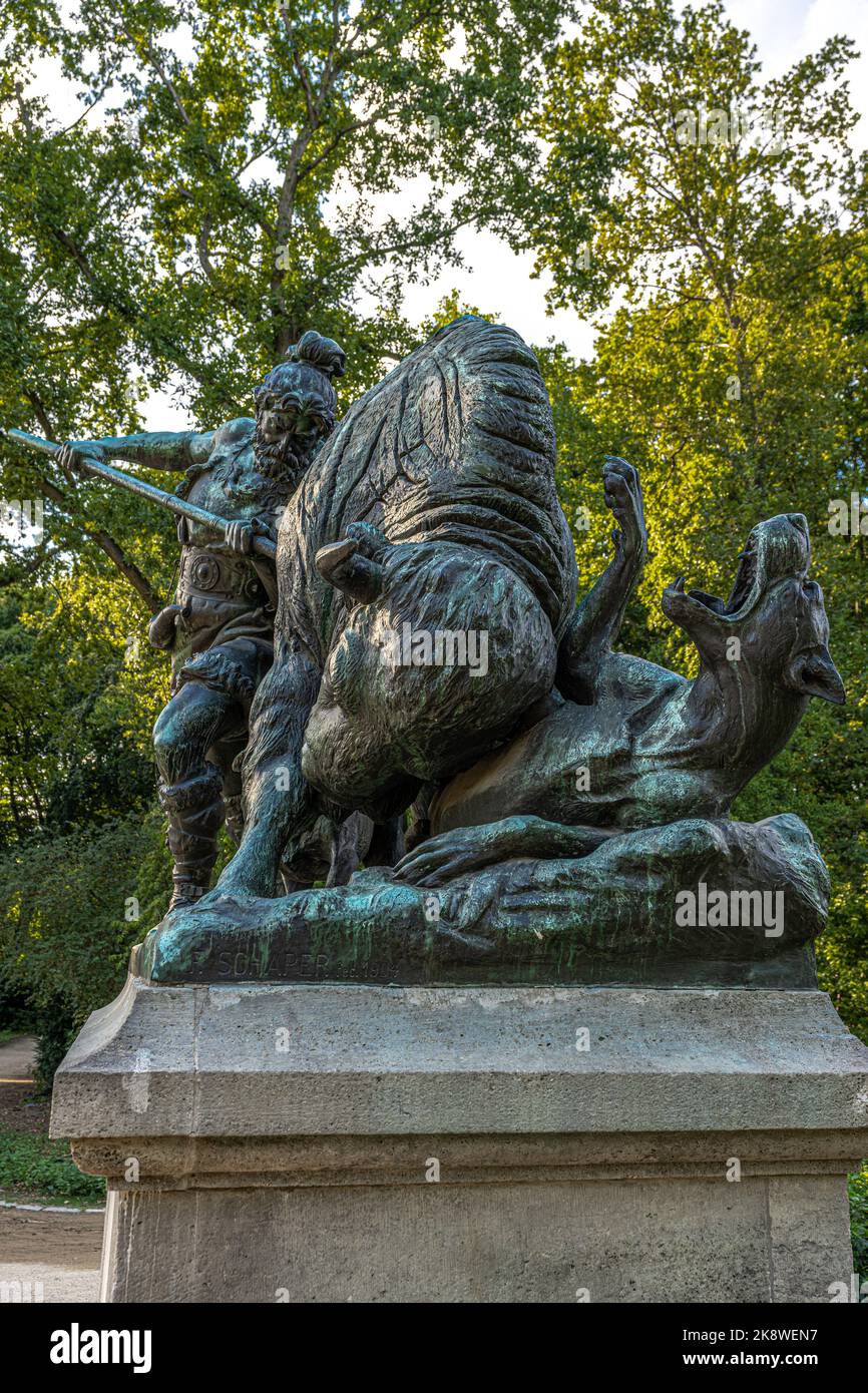 Hunting Scene Sculpture at the Foot Path Fasanerieallee, Berlin ...