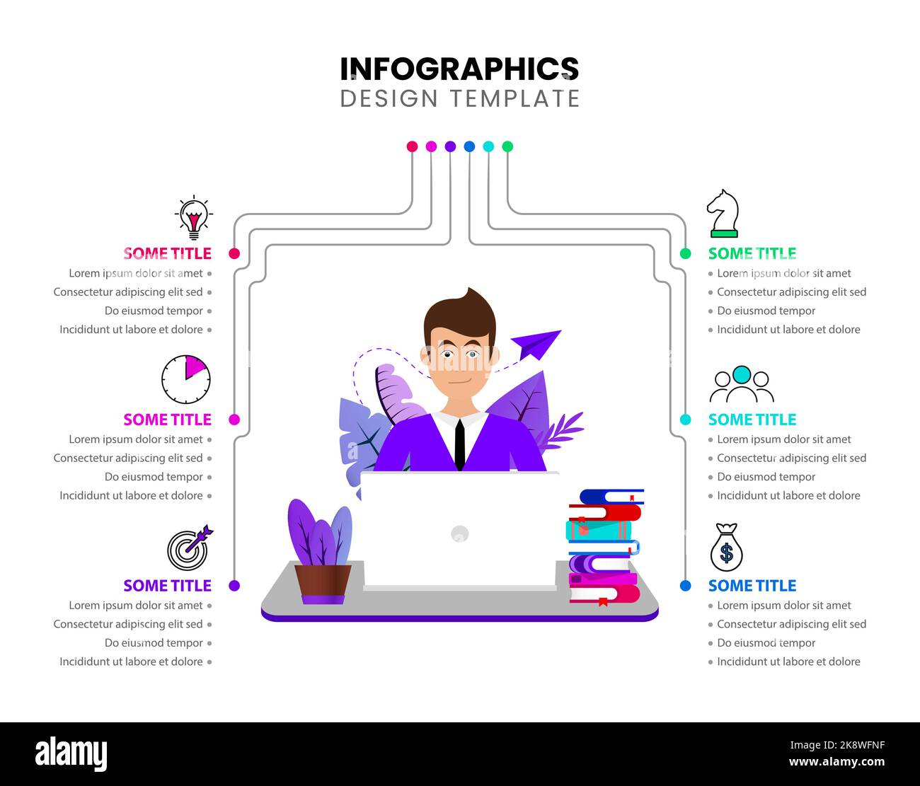 Infographic design template. Creative concept with 6 steps. Can be used for workflow layout ...