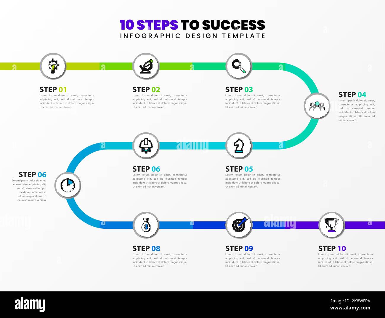 Infographic design template. Timeline concept with 10 steps. Can be ...
