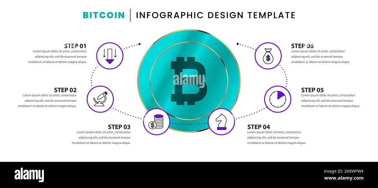 Infographic design template. Bitcoin concept with 6 steps. Can be used ...