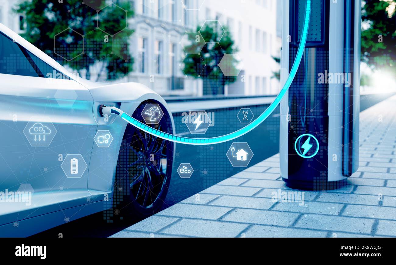 High-speed charging station for electric vehicles on city streets with ...