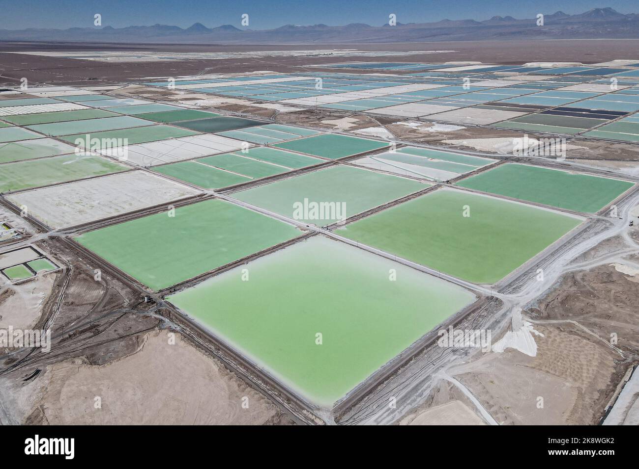 Atacama, Chile. 24th Oct, 2022. Brine pools containing lithium ...