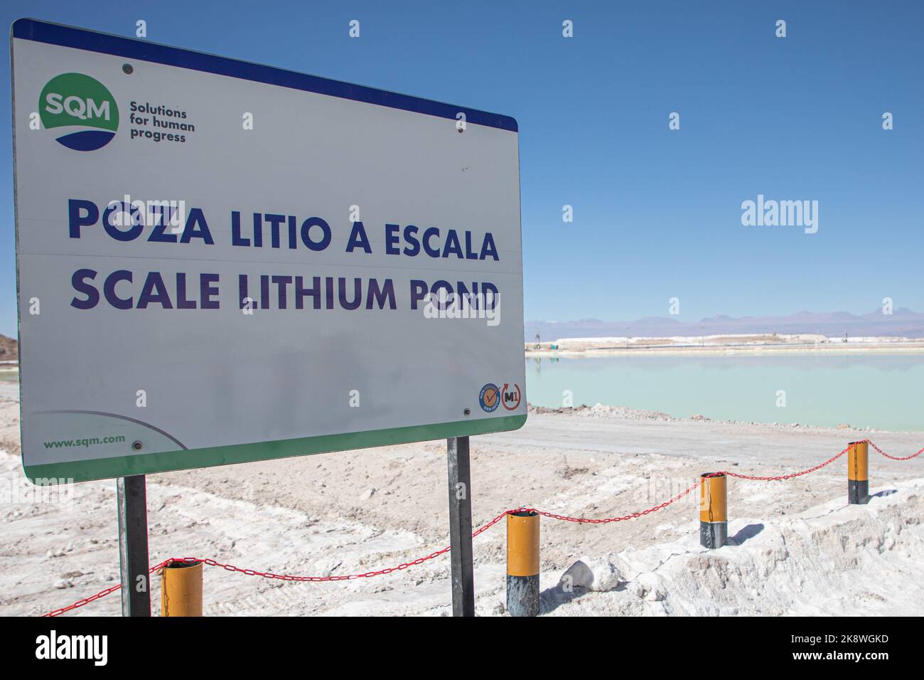 Atacama, Chile. 24th Oct, 2022. Brine pools containing lithium ...